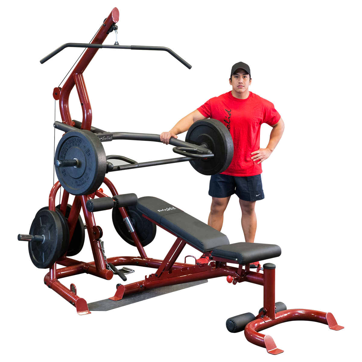 Body-Solid Corner Leverage Gym Package GLGS100P4 Includes GFID100 Benc ...